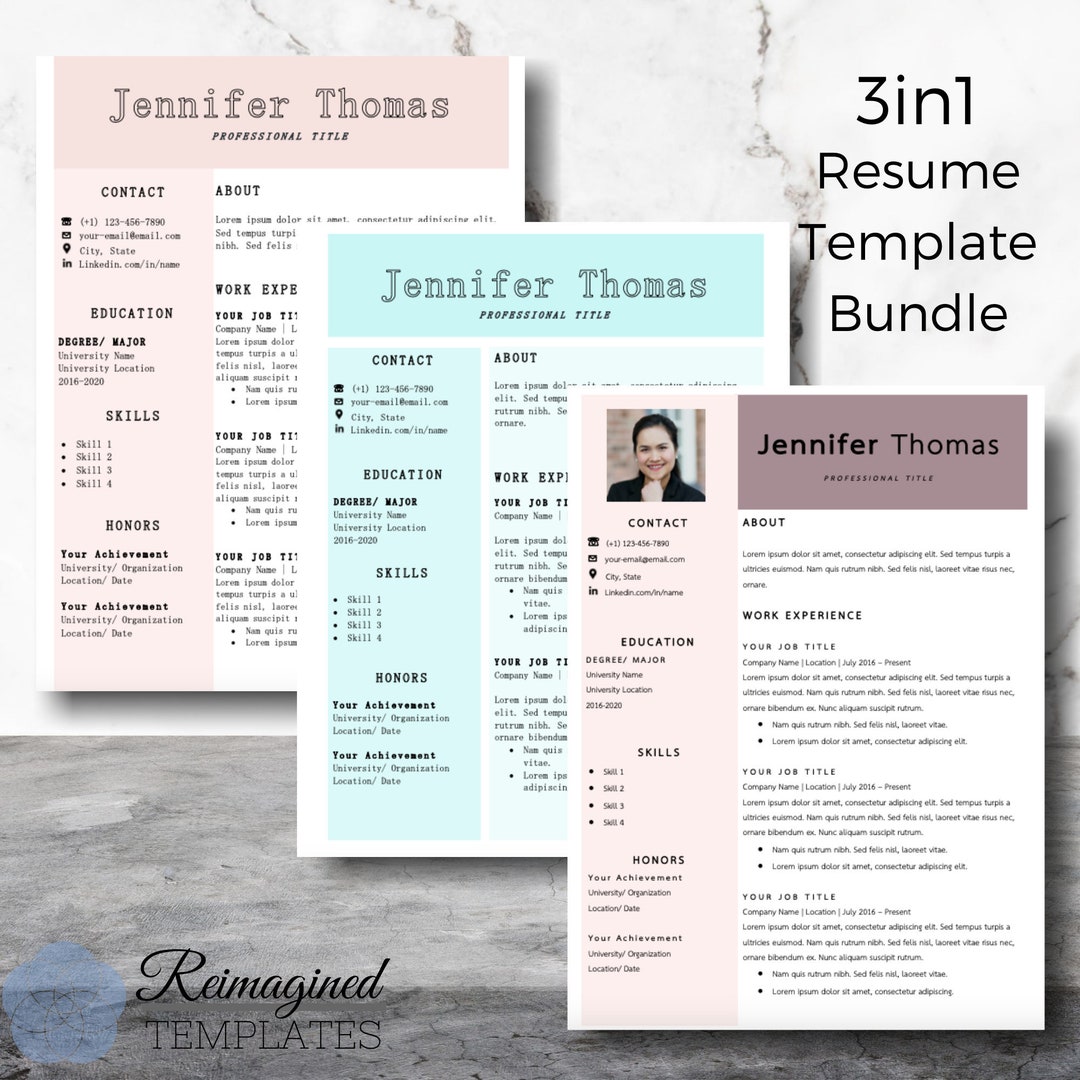 3in1 Resume Template Bundle | Cover Letter | Reference Page | Microsoft ...