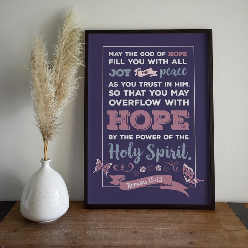 Romans 15 13 Print, Holy Spirit Printable, Unique Bible Verse Print ...