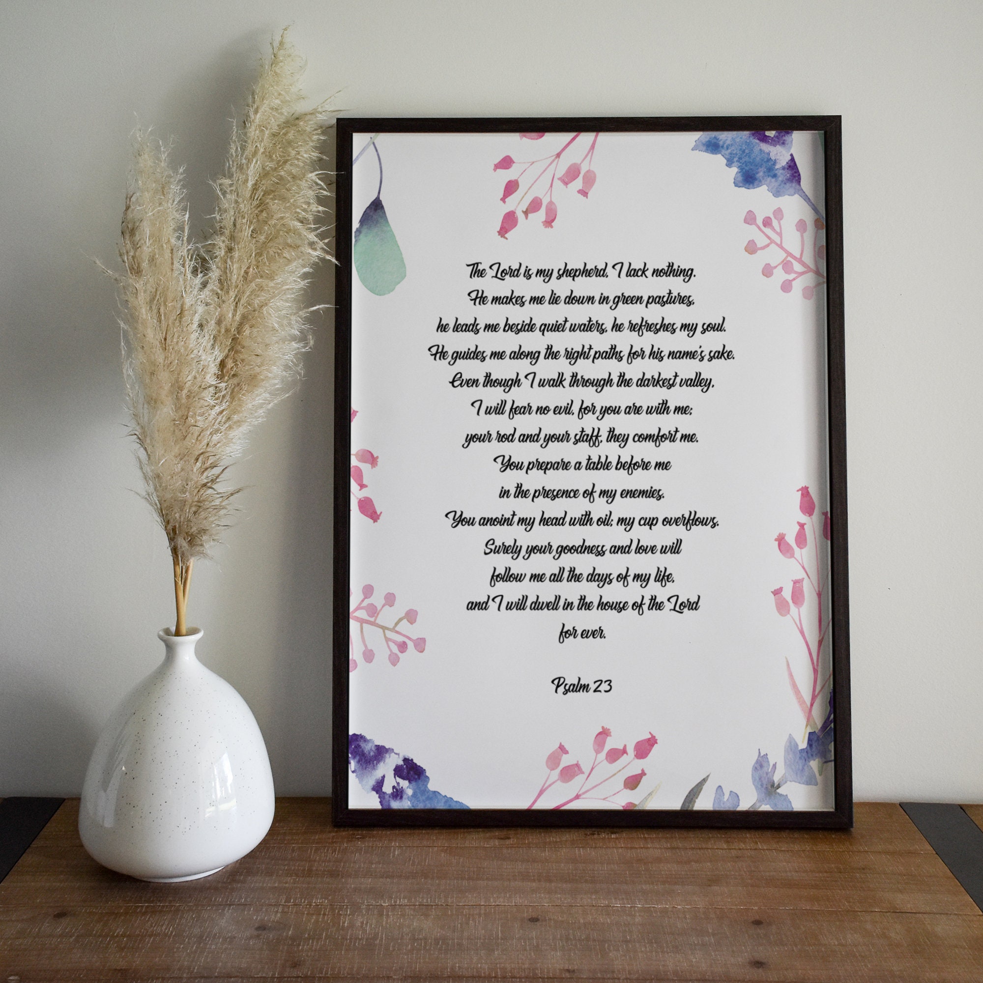 10 Pack, Bible Verse Poster Art Set, Bible Verse With Watercolor Wreath ...