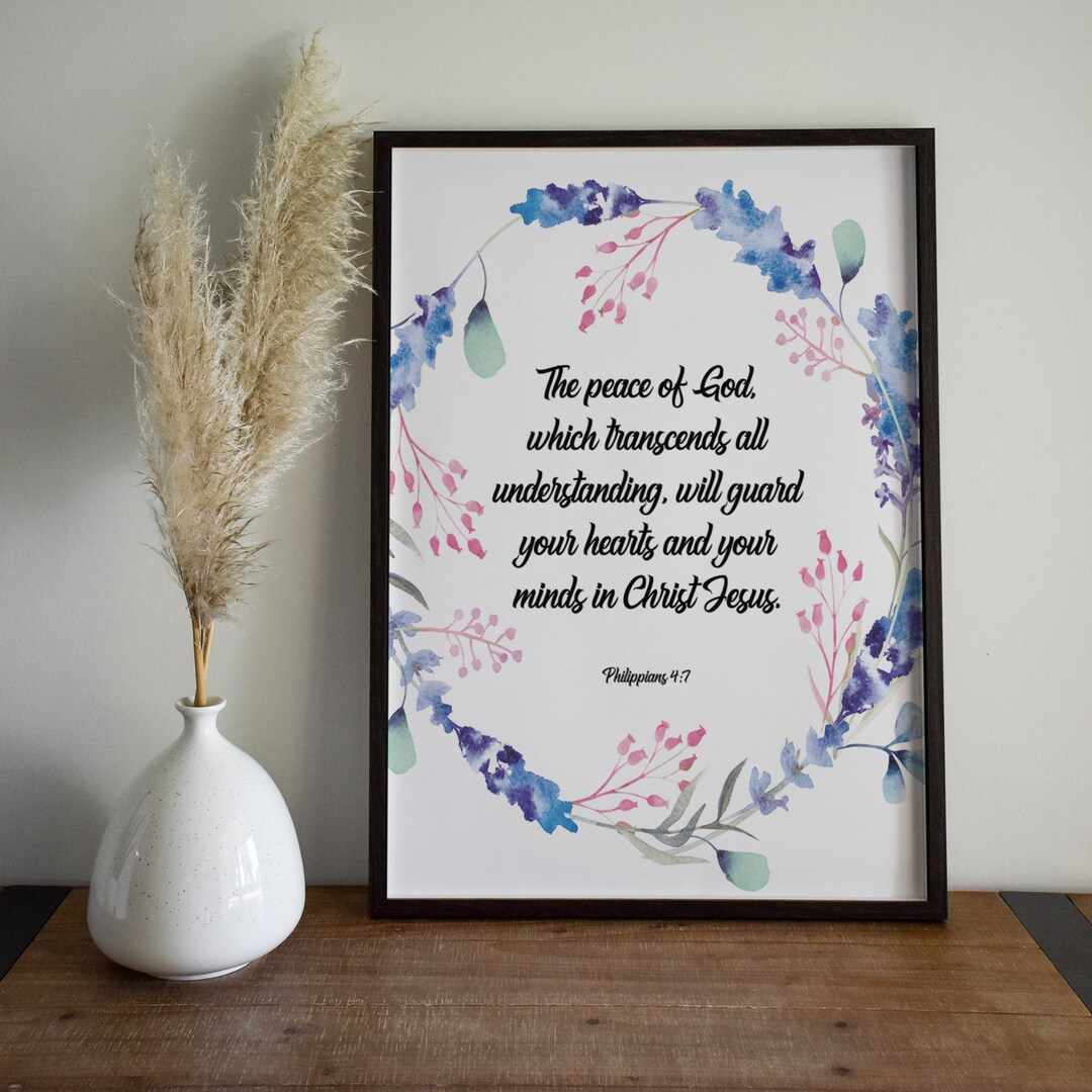 The Peace of God Bible Verse Wall Art – Philippians 4:7 - Etsy