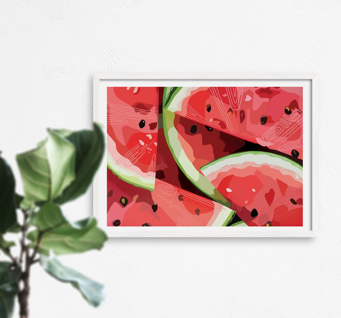 Abstract Watermelon Wall Art, Abstract Printable Wall Art, Abstract ...