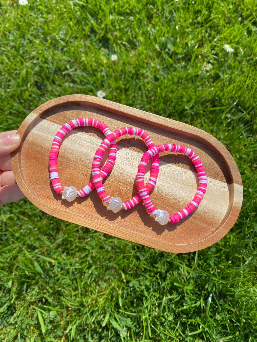 Hot Pink Shell Bracelet - Etsy