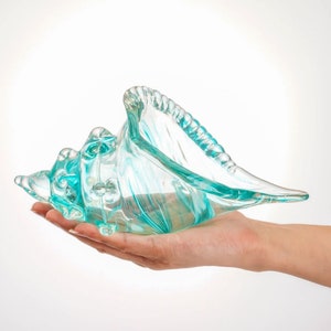 Hand Blown Glass Conch Décor Glass Sea Shells Figurine, Art Glass ...