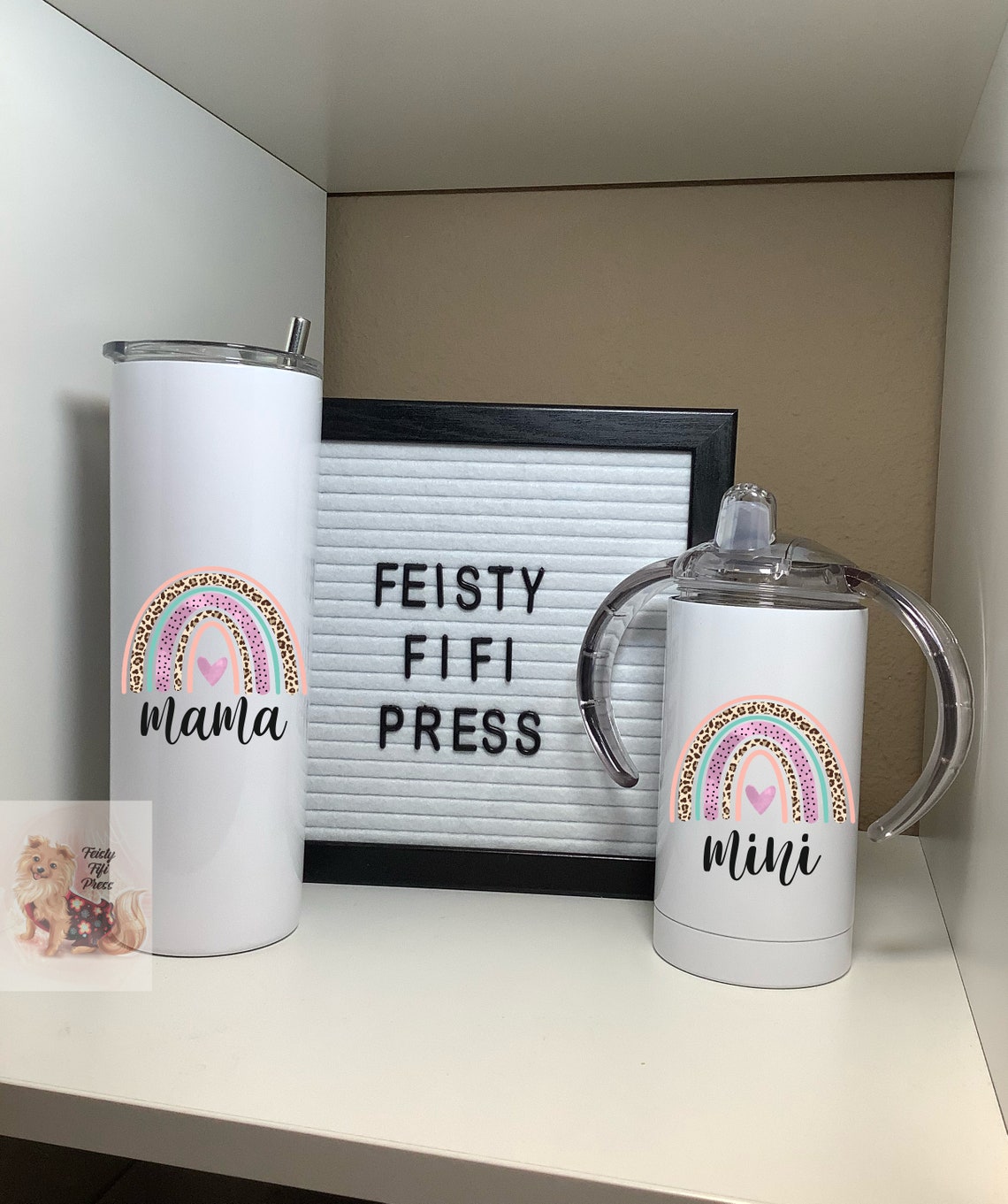 Mama & Mini matching cup set mama/mini rainbow cups mom and | Etsy