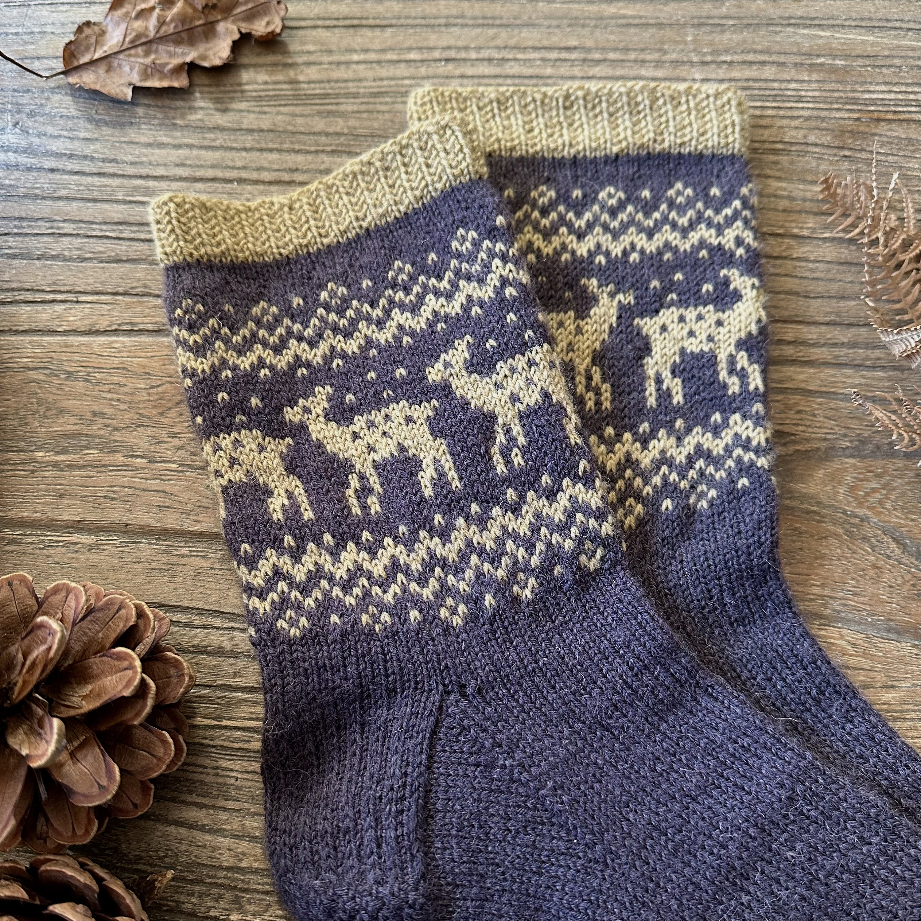 A Walk in the Wild Socks - Pdf Knitting Pattern Colorwork, Autumn Deer ...