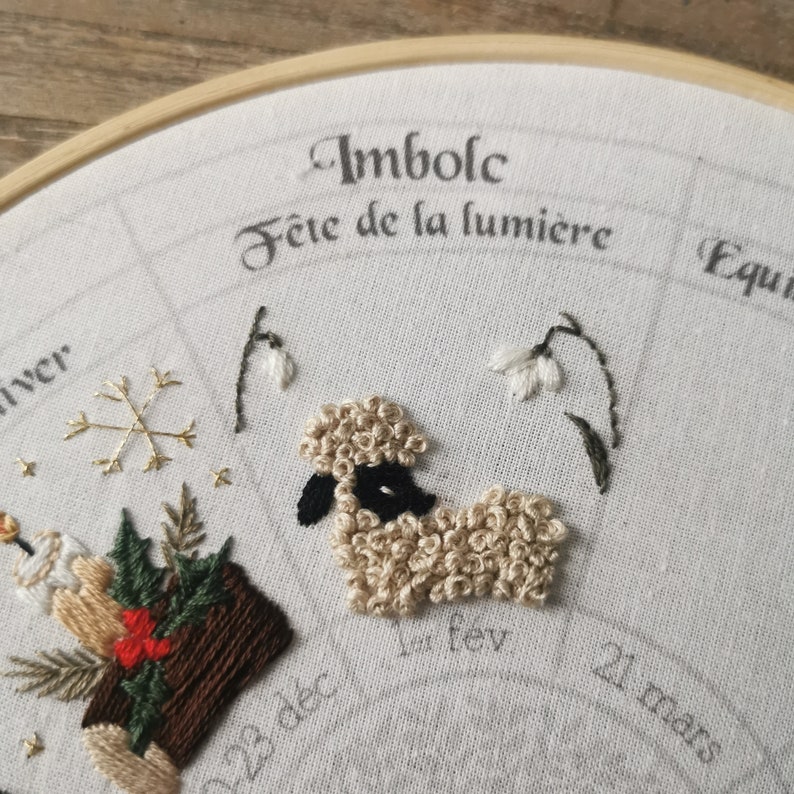 Imbolc Embroidery Pattern Wheel of the Year : Calendar to - Etsy