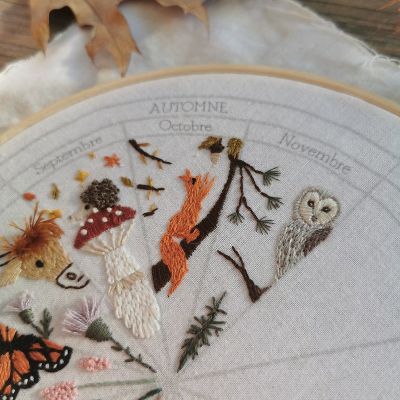 November Embroidery Pattern : Calendar to Embroider Seasons - Etsy