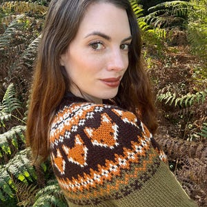 PDF Knitting Pattern – Cedar Fox Sweater, Fair Isle Fox Colorwork ...