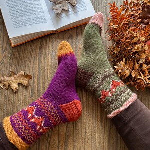 Woodland Fox Socks - Pdf Knitting Pattern Colorwork, Fox Autumn - Etsy