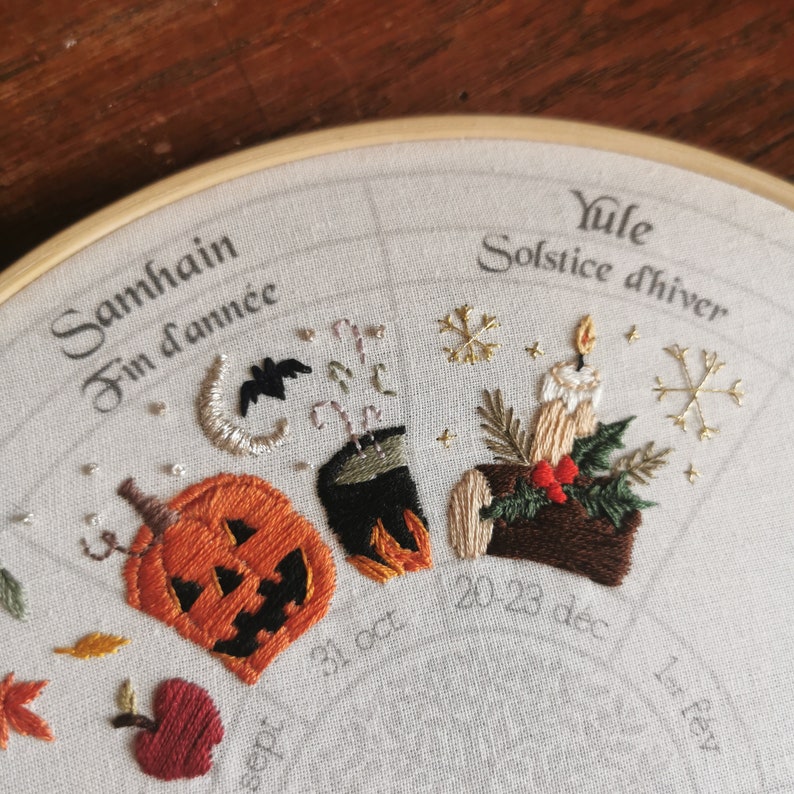 Yule Embroidery Pattern, Wheel of the Year : Calendar to Embroider ...