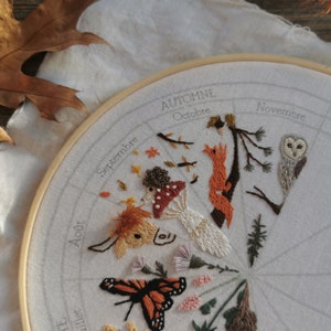November Embroidery Pattern : Calendar to Embroider, Seasons Winter ...