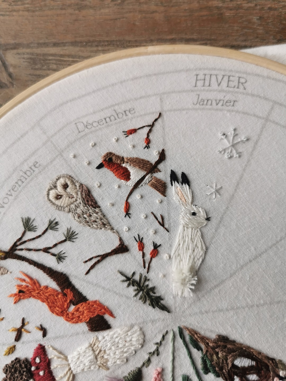 January Embroidery Pattern : Calendar to Embroider, Seasons Winter ...
