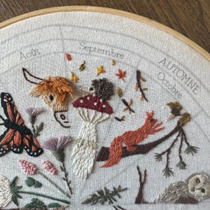 September Embroidery Pattern : Calendar to Embroider, Seasons Phenology ...
