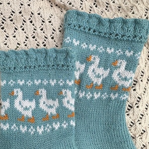 White Goose Socks - Pdf Knitting Pattern Colorwork, Spring Summer Bird ...