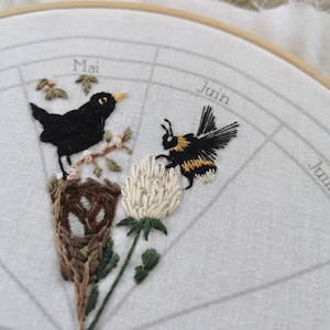 June Embroidery Pattern : Calendar to Embroider, Seasons Phenology ...
