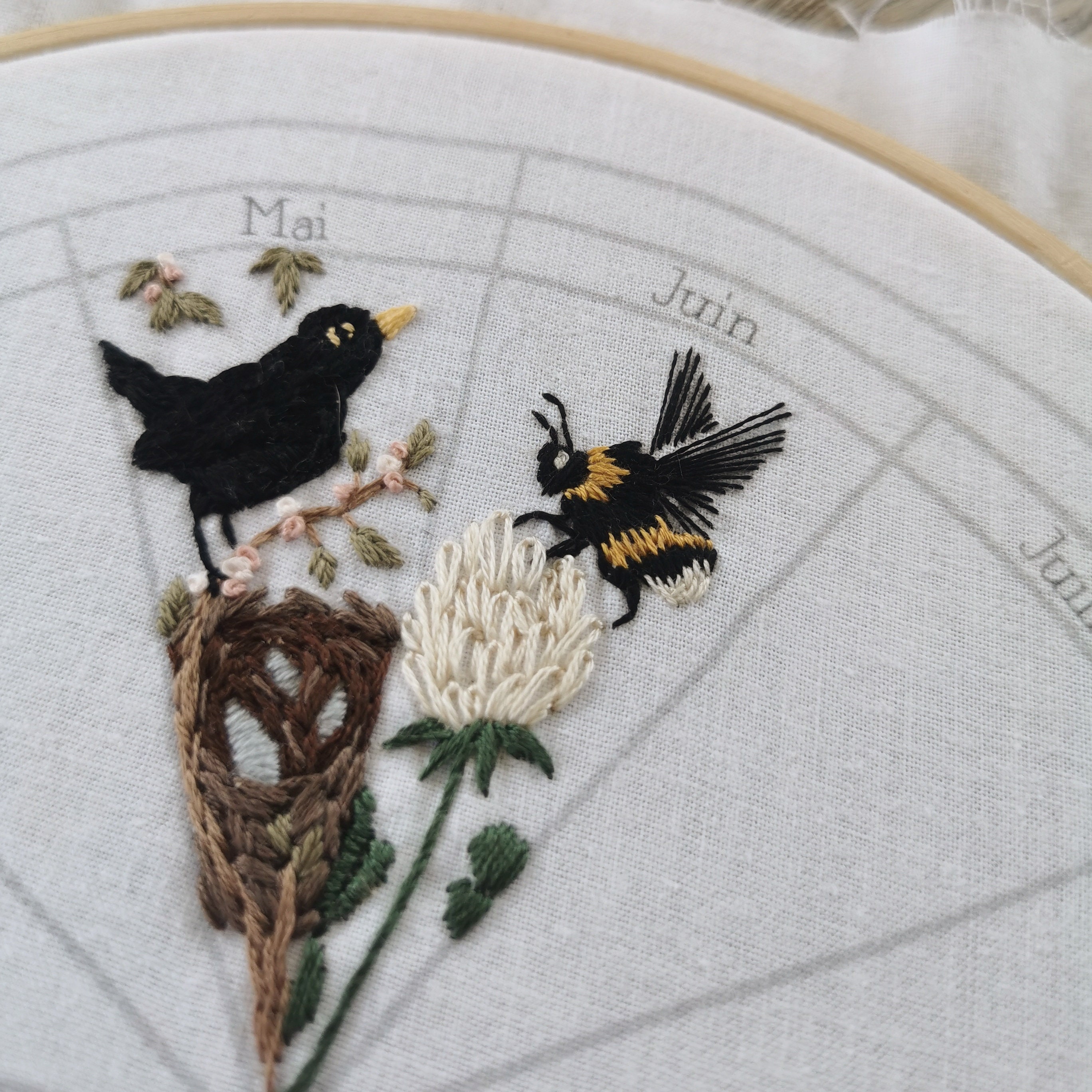 June Embroidery Pattern : Calendar to Embroider, Seasons Phenology ...
