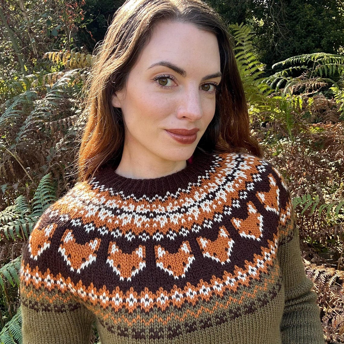 PDF Knitting Pattern – Cedar Fox Sweater, Fair Isle Fox Colorwork ...
