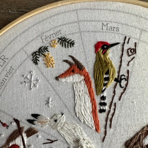 March Embroidery Pattern : Calendar to Embroider, Seasons Winter Bird ...