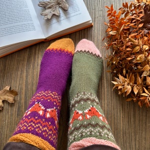 Woodland Fox Socks - Pdf Knitting Pattern Colorwork, Fox Autumn - Etsy