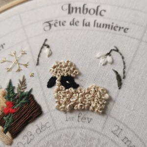 Imbolc Embroidery Pattern, Wheel of the Year : Calendar to Embroider ...