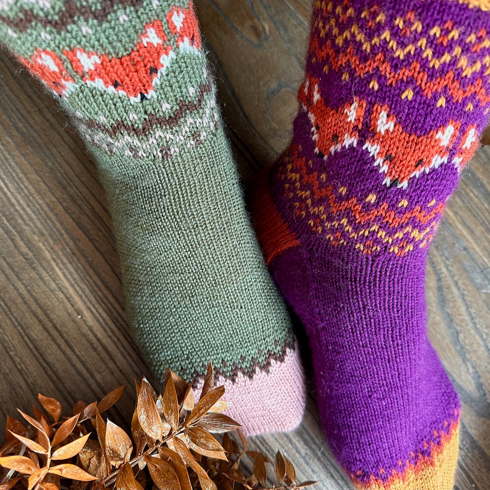 Woodland Fox Socks - Pdf Knitting Pattern Colorwork, Fox Autumn - Etsy