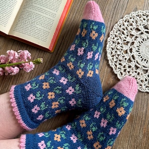 Flower Garden Socks - Pdf Knitting Pattern Colorwork, Spring Summer - Etsy