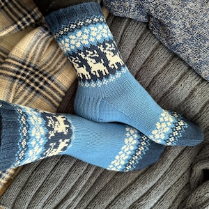 Winter Deer Socks - Pdf Knitting Pattern Colorwork, Winter Fair Isle ...