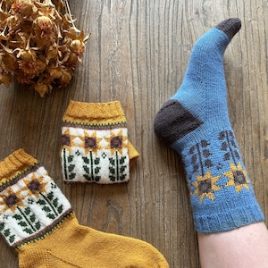 Sunflower Fields Socks - Pdf Knitting Pattern Colorwork, Flower ...