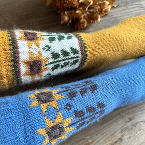 Sunflower Fields Socks - Pdf Knitting Pattern Colorwork, Flower ...