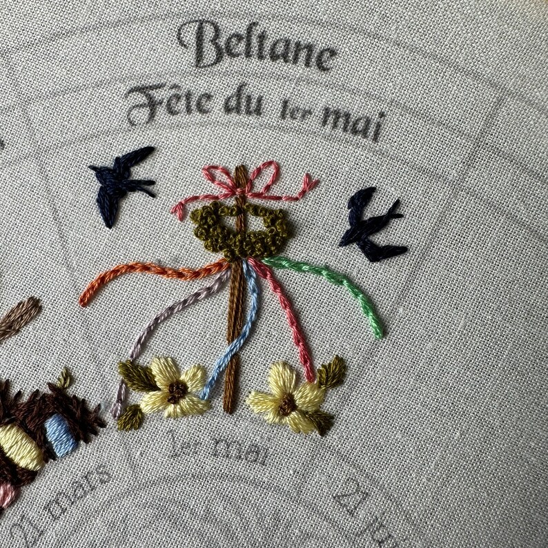 Beltane Embroidery Pattern, Wheel of the Year : Calendar to Embroider ...