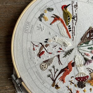 March Embroidery Pattern : Calendar to Embroider, Seasons Winter Bird ...