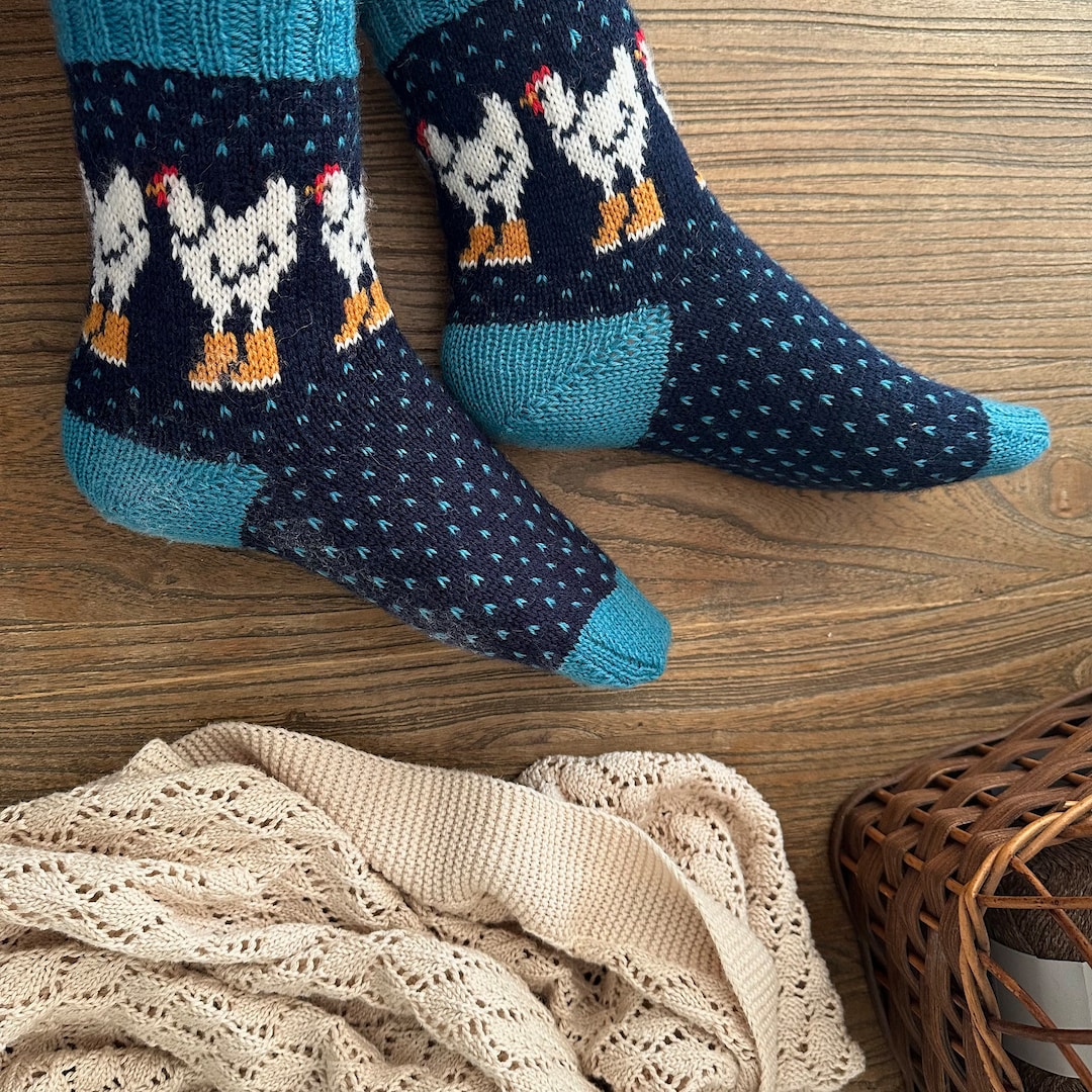 Rainy Chicken Socks - Pdf Knitting Pattern Colorwork, Rain Boots ...