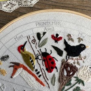 April Embroidery Pattern : Calendar to Embroider, Seasons Phenology ...