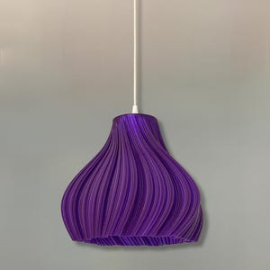 Modern Bright Purple Pendant Light - Sleek Violet Wavy Lampshade - 3d ...