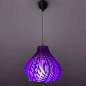 Modern Bright Purple Pendant Light - Sleek Violet Wavy Lampshade - 3d ...