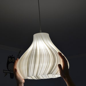 Modern Wavy Opaque Glass-like Pendant Lampshade - Sleek Soft-glow ...