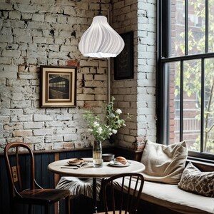 Modern Wavy Opaque Glass-like Pendant Lampshade - Sleek Soft-glow ...