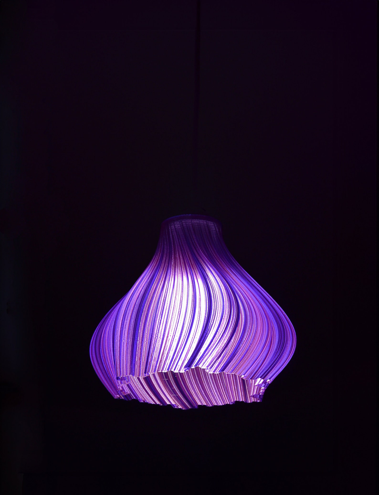 Modern Bright Purple Pendant Light - Sleek Violet Wavy Lampshade - 3d ...