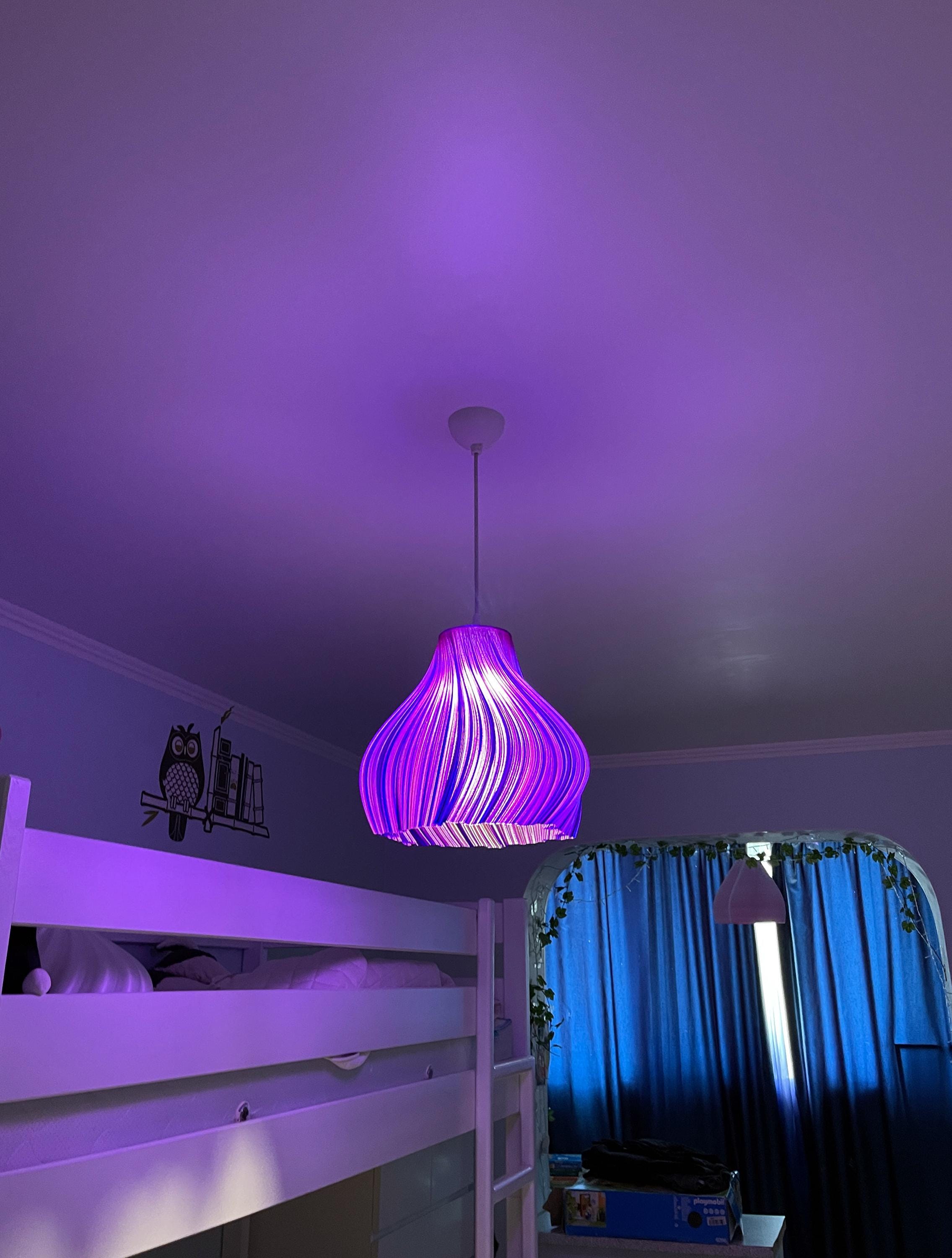 Modern Bright Purple Pendant Light - Sleek Violet Wavy Lampshade - 3d ...