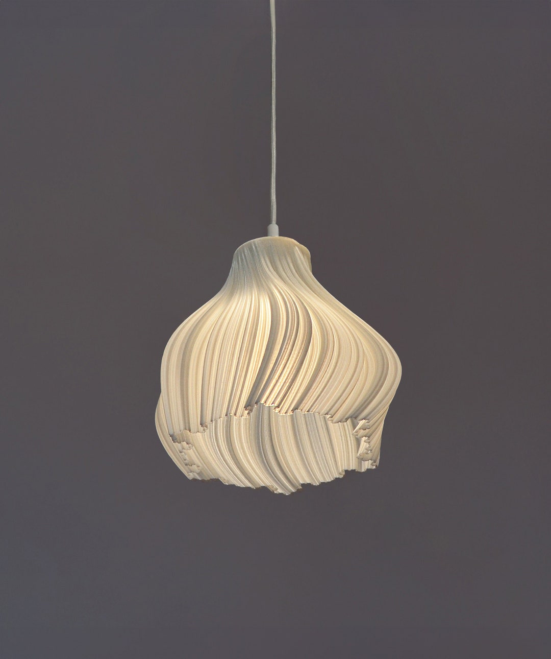 Modern Wavy Opaque Glass-like Pendant Lampshade Sleek Soft-glow Elegant ...