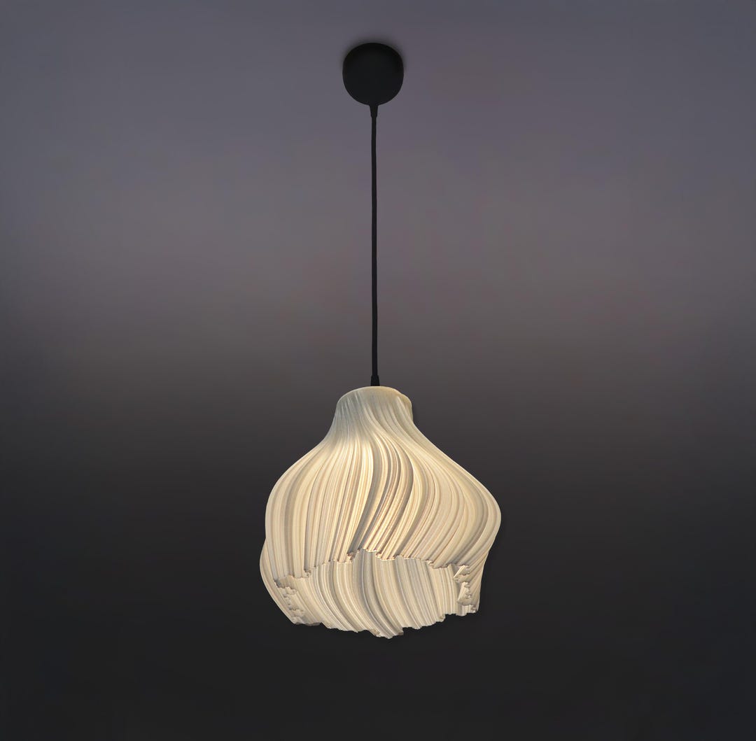 Modern Wavy Opaque Glass-like Pendant Lampshade - Sleek Soft-glow ...