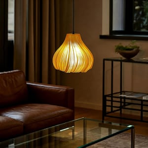 Modern Wavy Opaque Glass-like Pendant Lampshade - Sleek Soft-glow ...