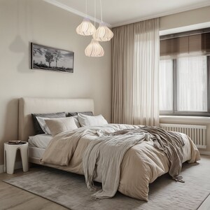 Modern Wavy Opaque Glass-like Pendant Lampshade Sleek Soft-glow Elegant ...