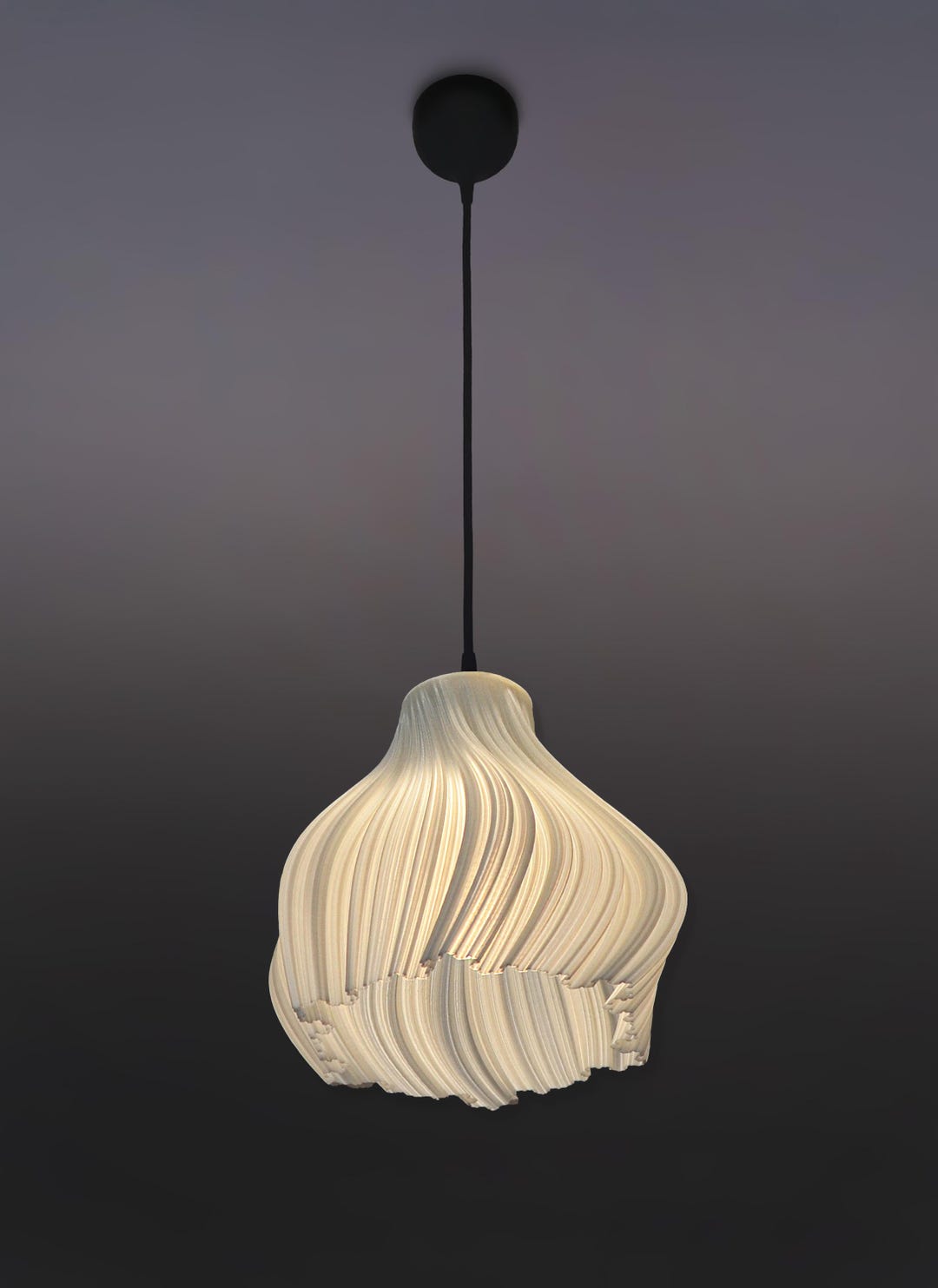 Modern Wavy Opaque Glass-like Pendant Lampshade - Sleek Soft-glow ...
