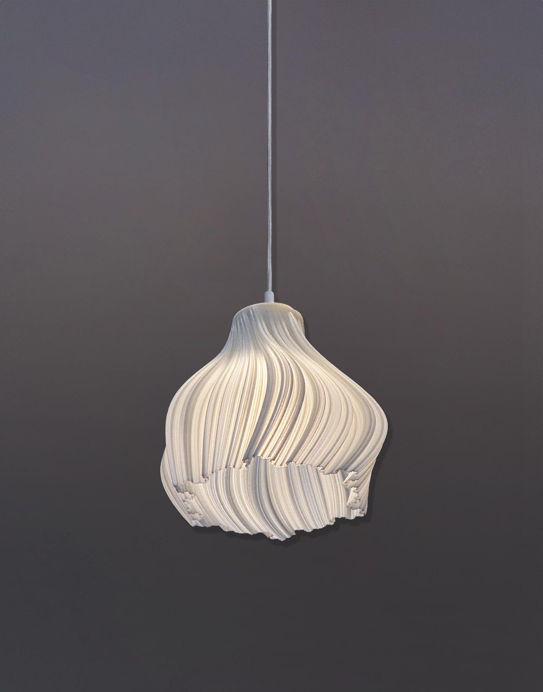 Modern Wavy Opaque Glass-like Pendant Lampshade - Sleek Soft-glow ...