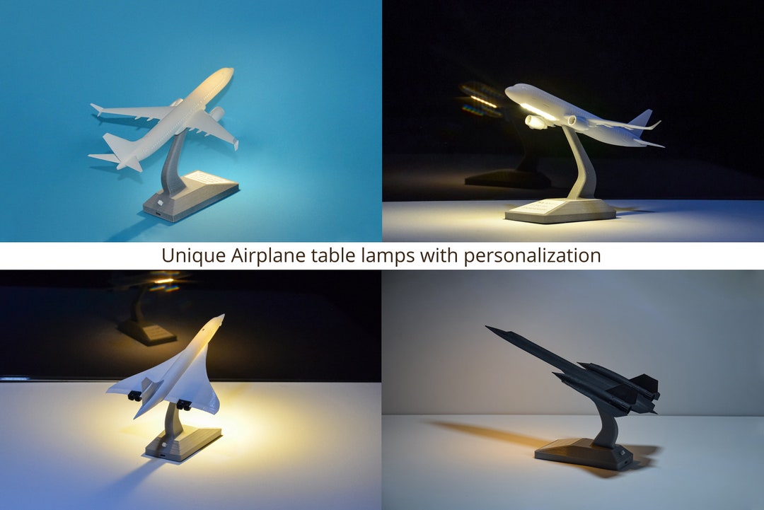 Airplane Model Desk Lamp - Aviation Decor Table Light - Plane Gift for ...