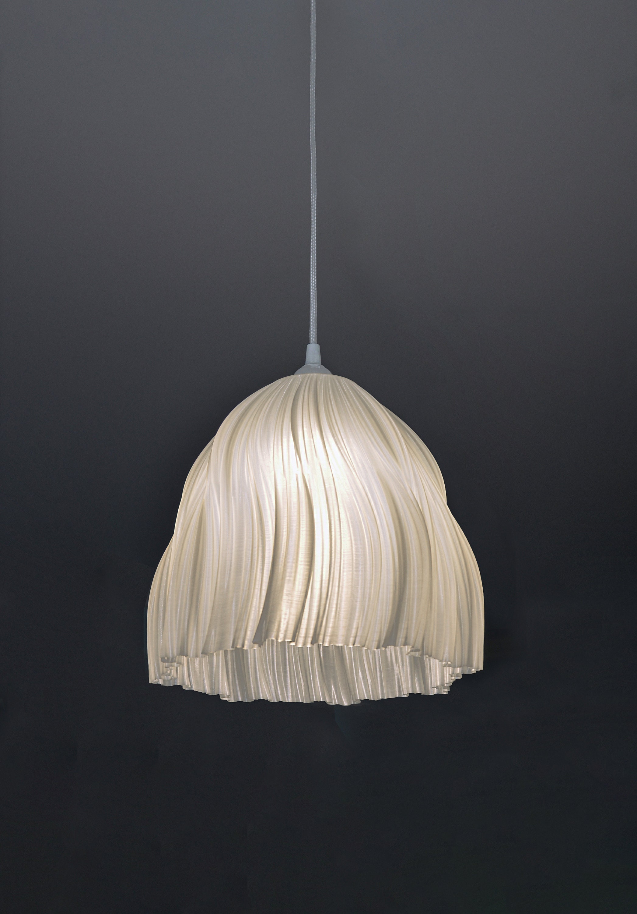 Pendant Lamp Shade Bell Wavy Pearl Art-deco Creamy Ceiling Light Fixure ...