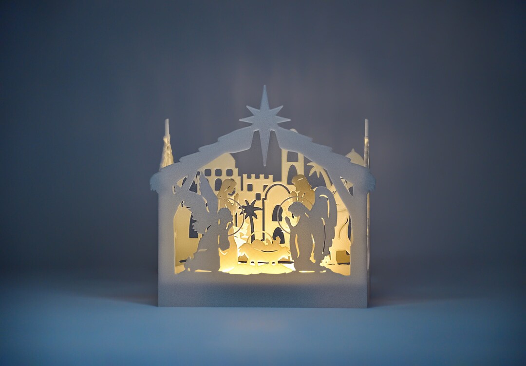 Lighted Nativity of Jesus Shadowbox - Christmas Indoor Lighted up ...