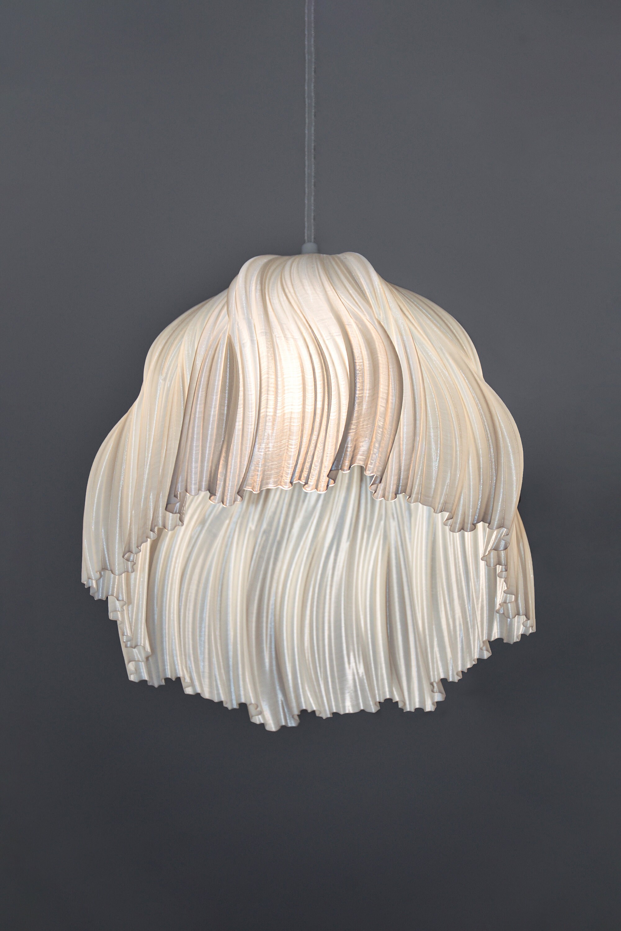Pendant Lamp Shade Bell Wavy Pearl Art-deco Creamy Ceiling Light Fixure ...