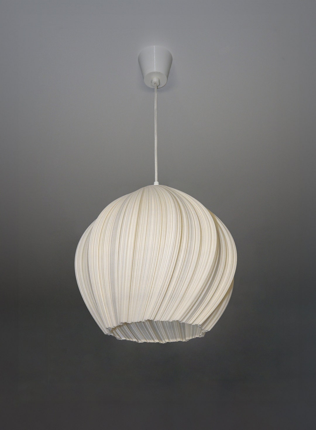 Wavy Hanging Soft Glow Lampshade Elegant Pendant Glass-like Lamp Shade ...